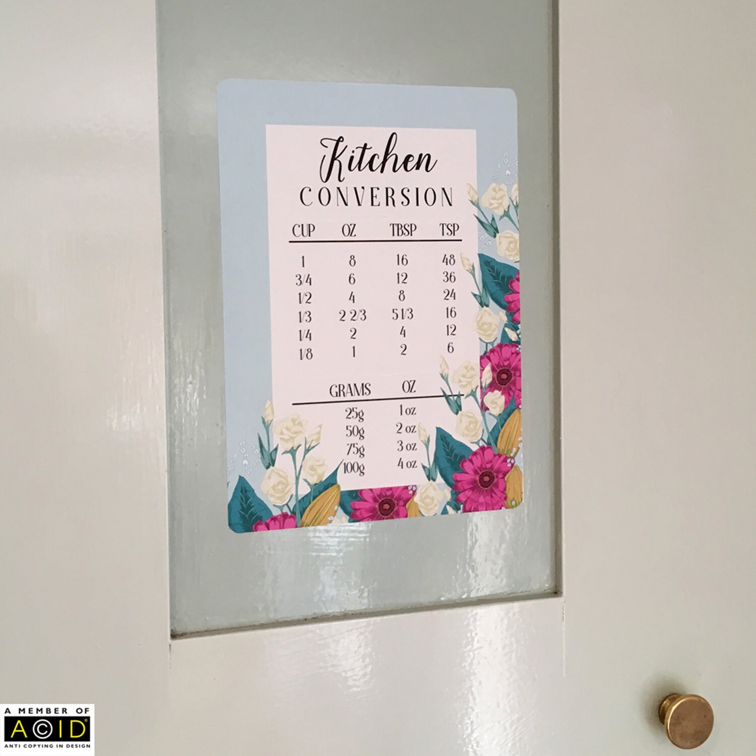 Kitchen Conversion Chart Wall Decal Cooking Gift | Etsy