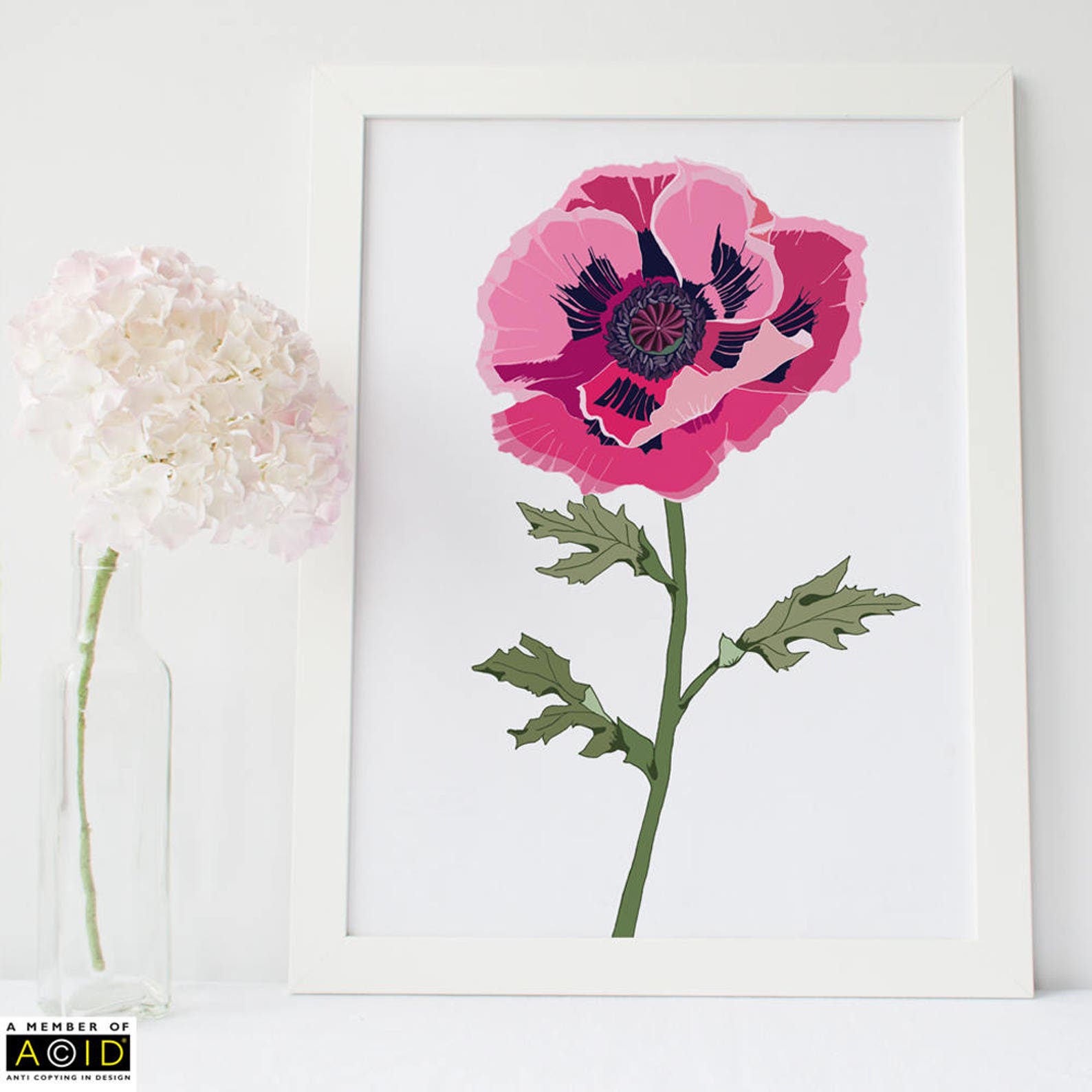 Poppy Wall Art, Modern Botanical Home Decor, Gallery Wall Decor, Gift ...