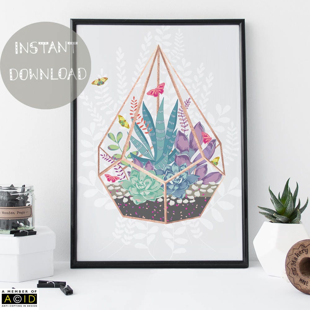 Succulent Wall Art Printable Kitchen Decor | Etsy