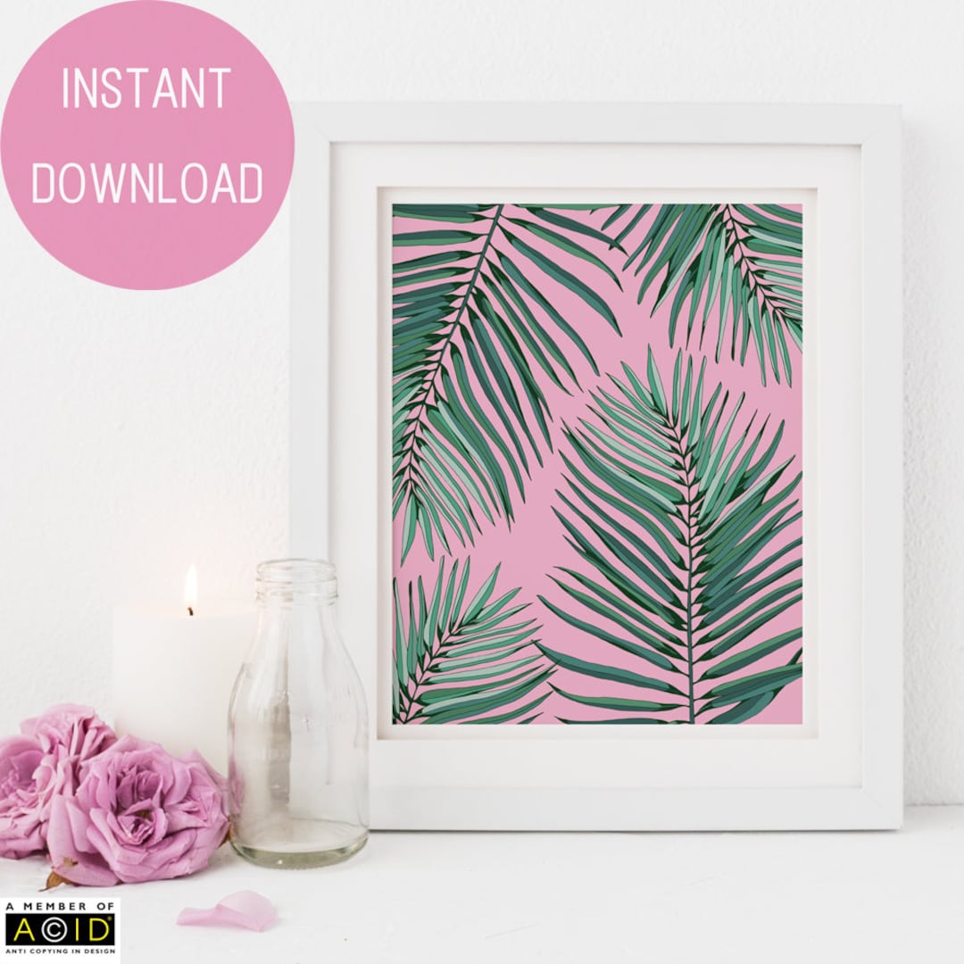 Wall Art Print, Palm Print Wall Art, Printable Leaf Palm, Gift for Her ...