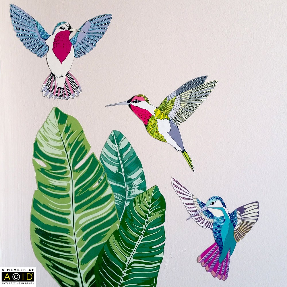 Hummingbird Wall Stickers Bird Wall Decals | Etsy