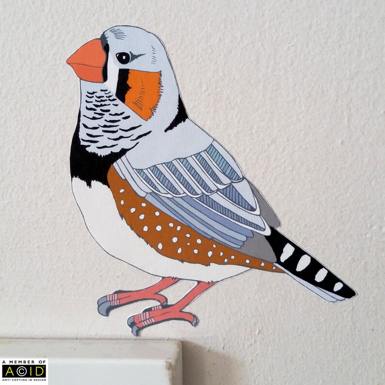Zebra Finch Light Switch Decal Bird Wall Sticker Australian - Etsy