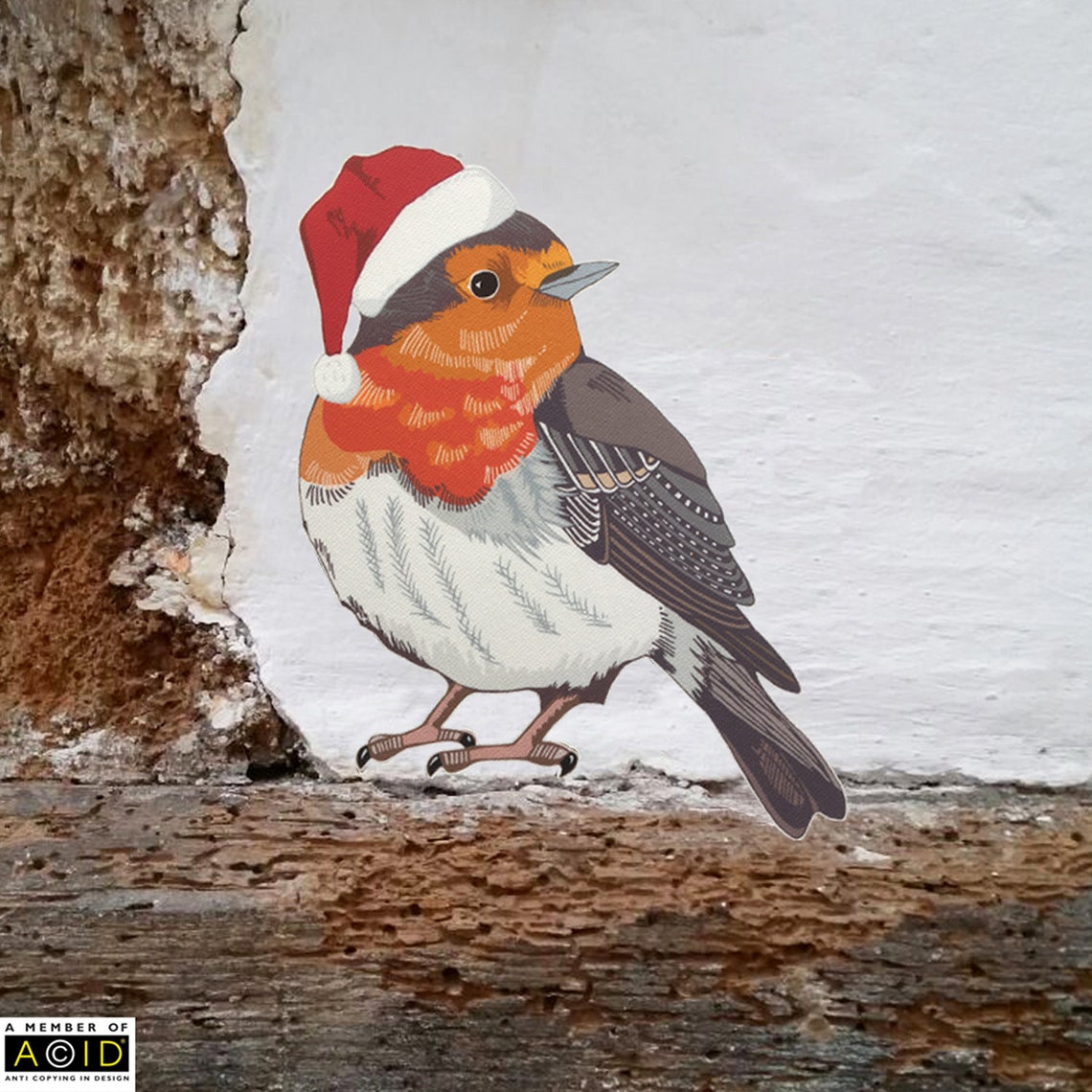 Christmas Robin Wall Decal, Festive Home Decor, Christmas Wall Sticker ...