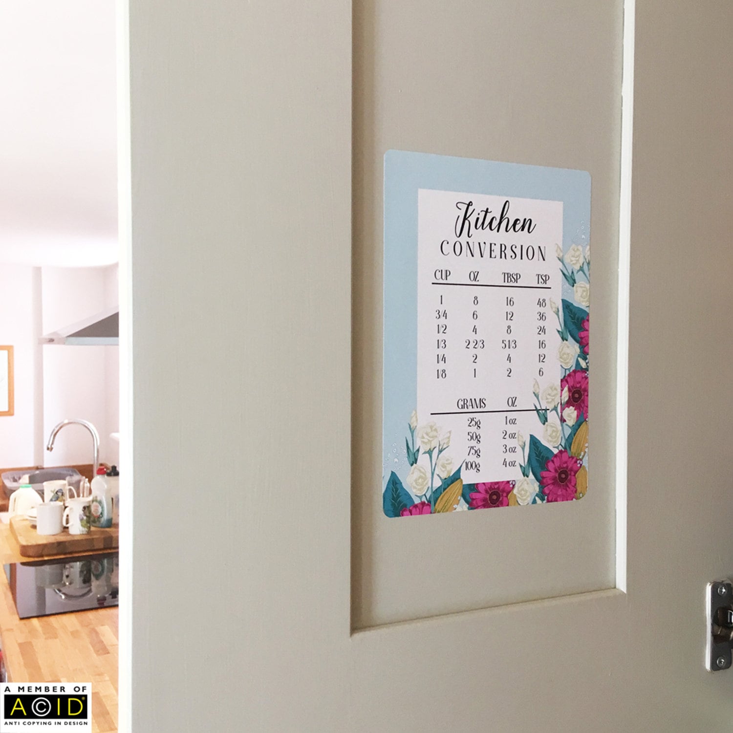 Kitchen Conversion Chart Wall Decal Cooking Gift | Etsy