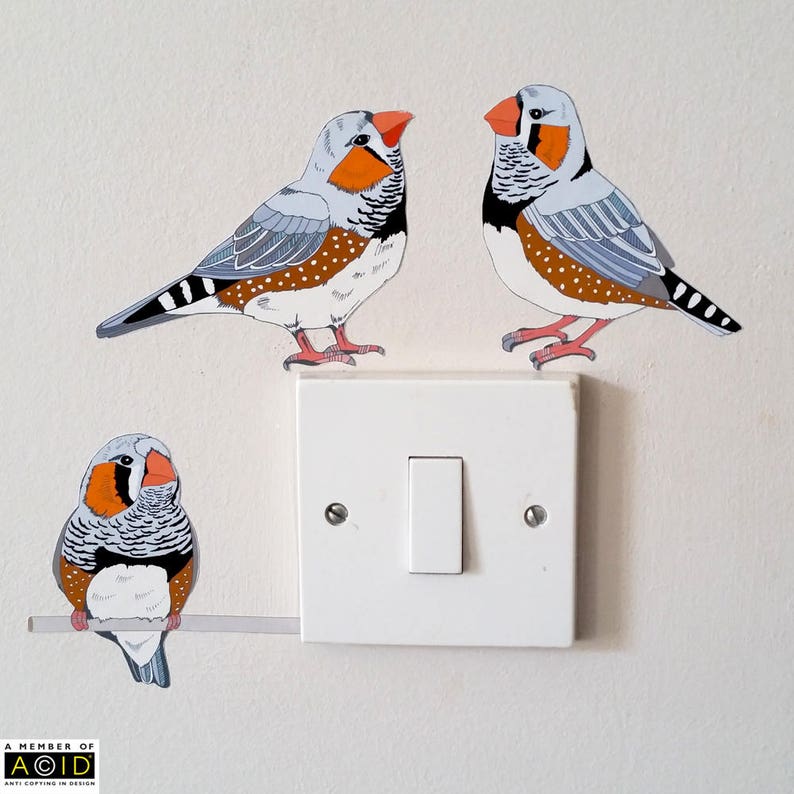Zebra Finch Light Switch Decal Bird Wall Sticker Australian - Etsy