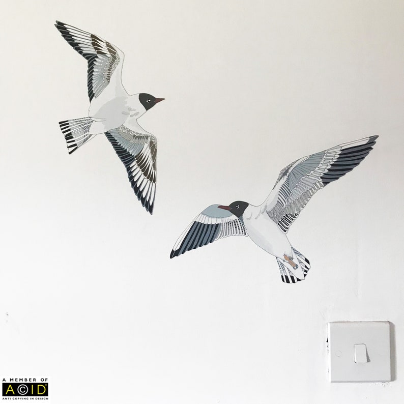 Gull Wall Sticker Set Nautical Wall Decals Flying Seagull - Etsy