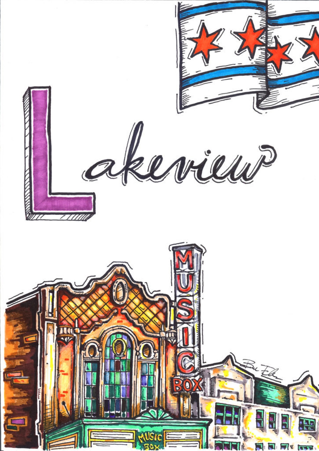 L is for LAKEVIEW Chicago Art Print Wall Art Wall Decor Home Decor ...