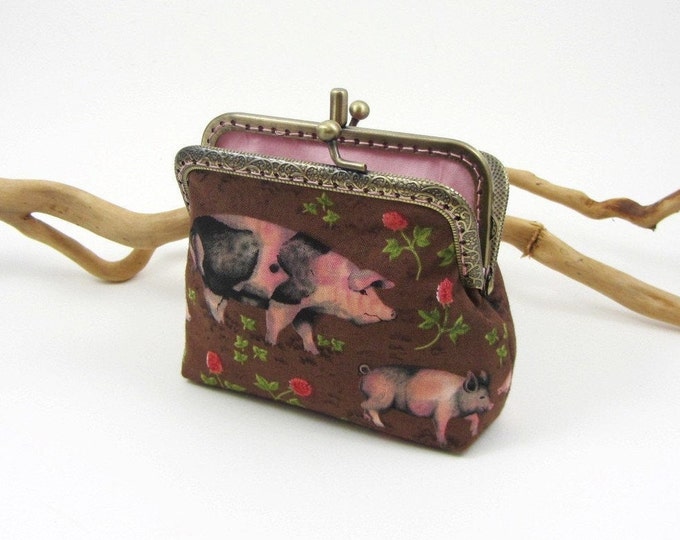 Twin Kisslock Purse, Double Frame Coin Purse, Little Pigs, Clasp Wallet ...