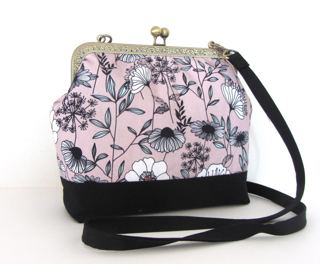 Handstitched Metal Frame Bag, Kiss Lock Clasp Bag, Poppy Fabric Purse ...