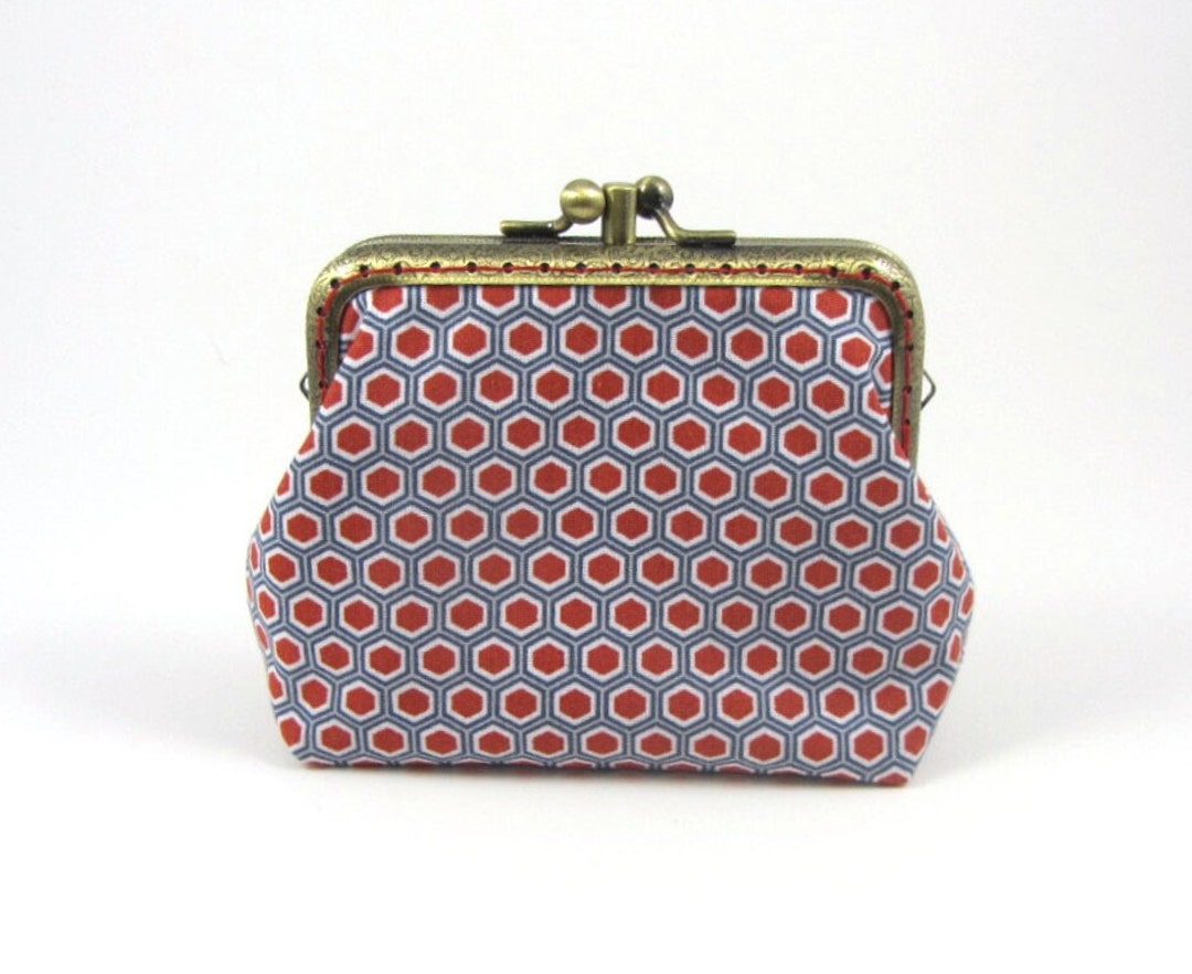 Twin Compartment Purse, Kisslock Coin Wallet, Double Clasp Purse, Red ...