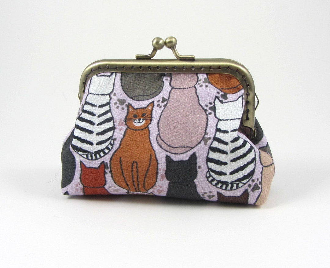 Kiss Clasp Purse, Cotton Purse Wallet, Cat Change Purse, Sewn Frame ...