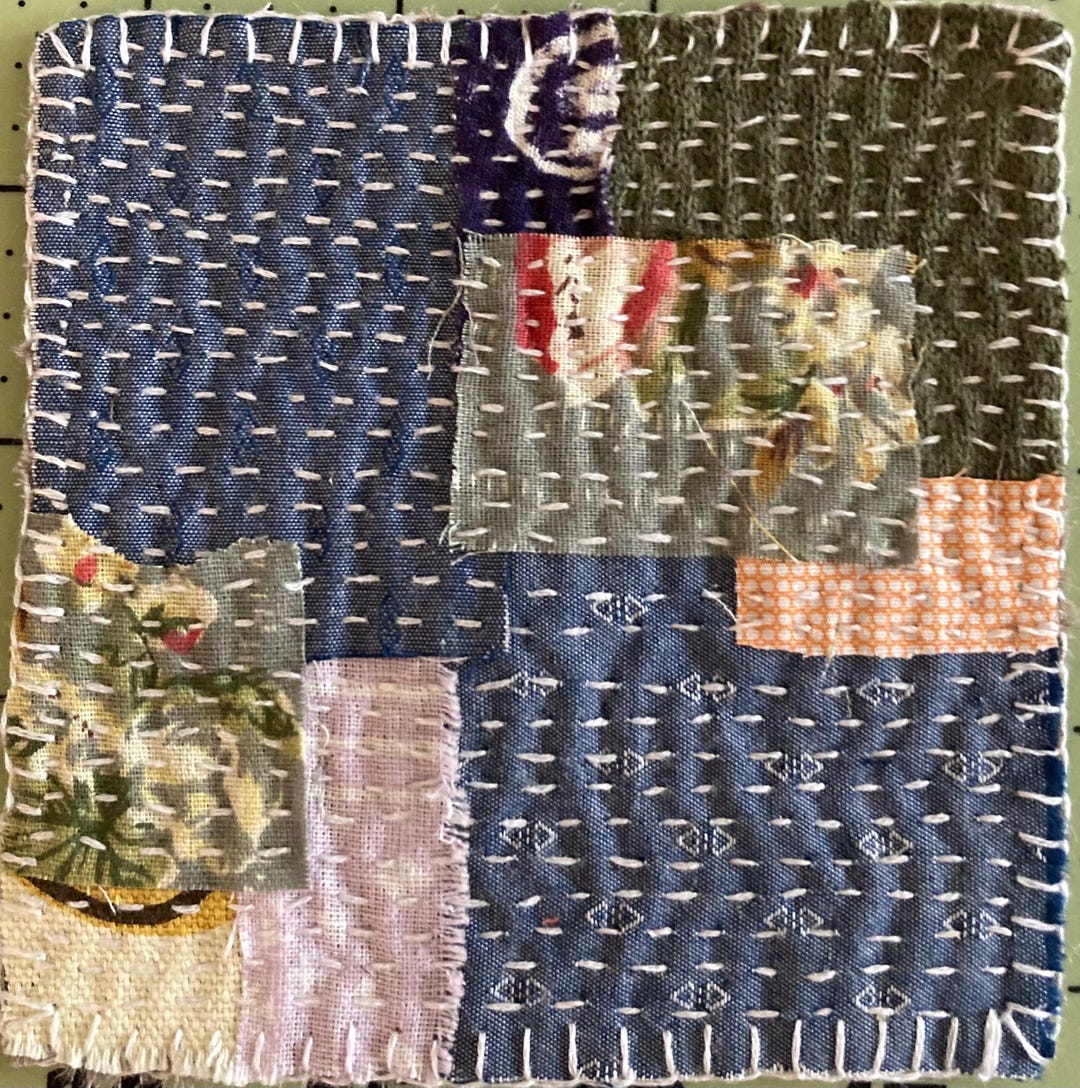 Boro Sashiko Fabric Patch / Hand Stitched / Visible Mending - Etsy