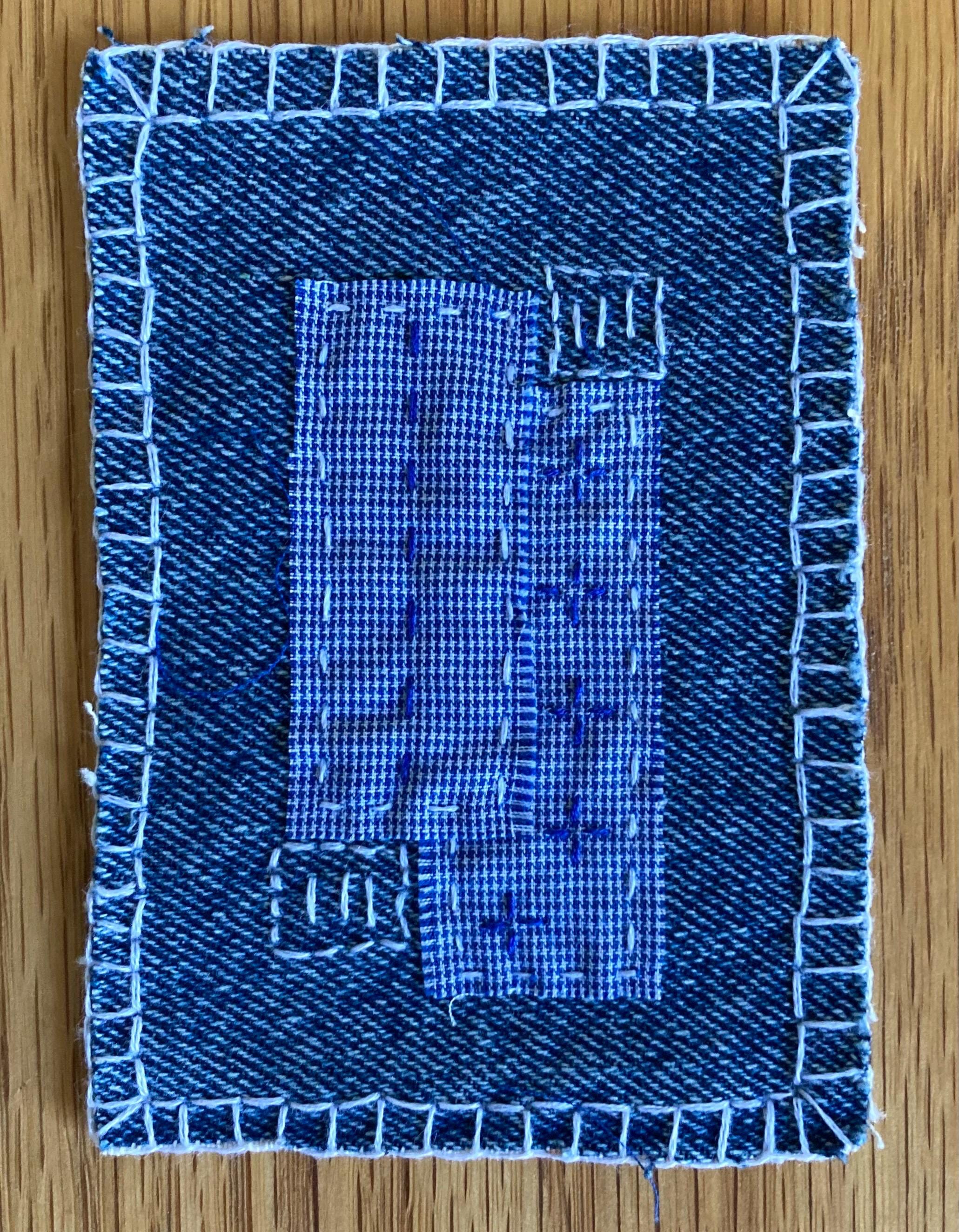 Sashiko, Boro Inspired , 3”x4” Hand Stitched Denim Patches - Set of 2 ...