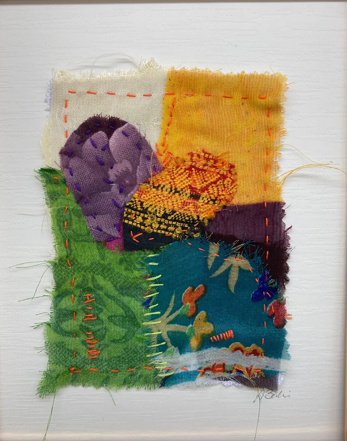 Autumn Splendor I - by Ayse Balci Fabric Collage 8”x10” - Etsy