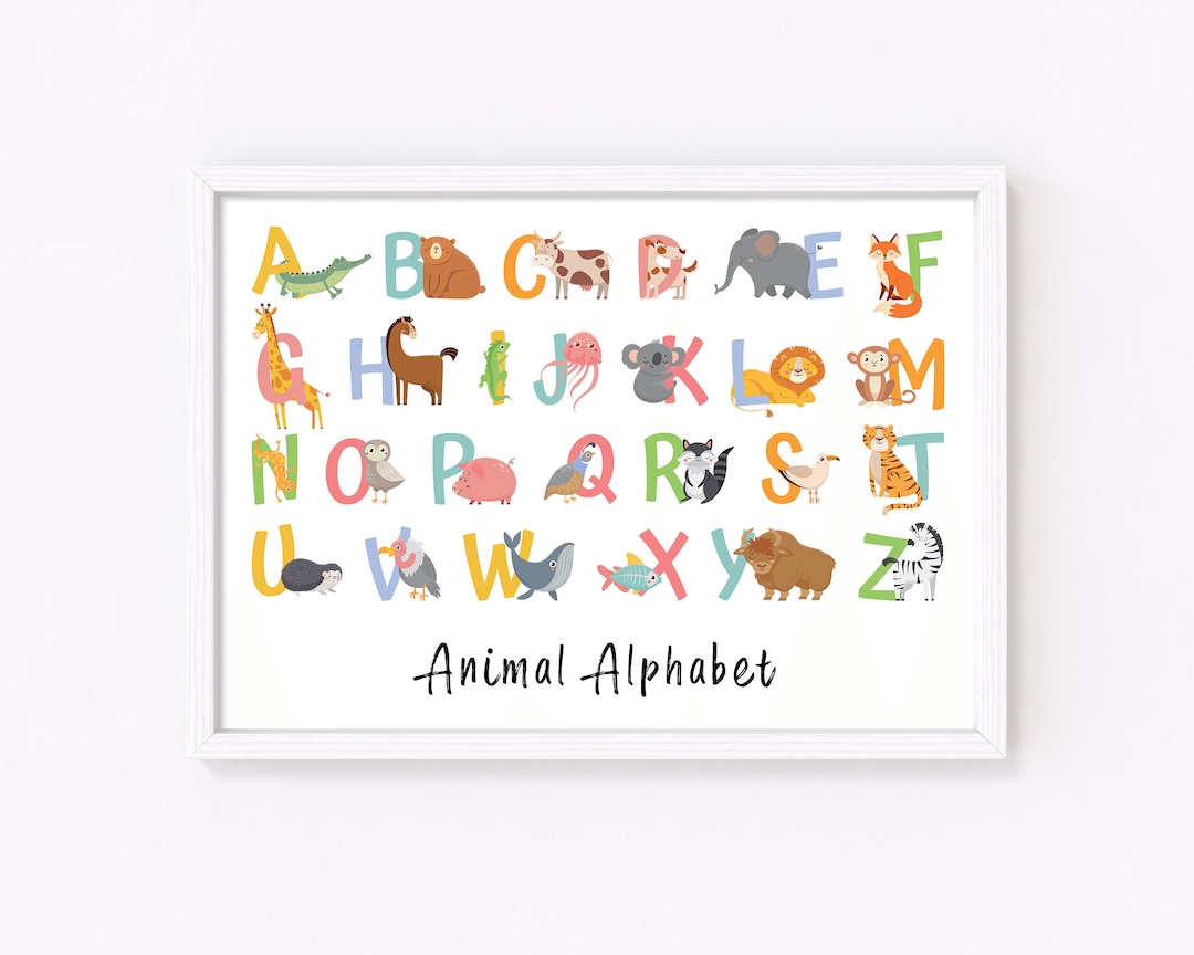 Animal Alphabet Kids Print, Cute Kids Room Decor, Nursery Print, Sweet ...