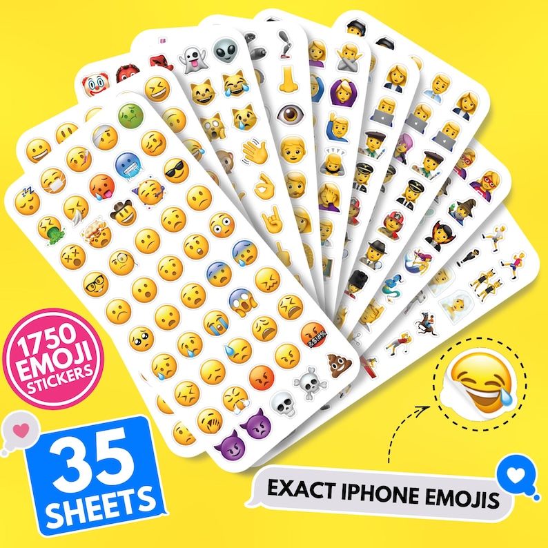 Emoji Stickers Pack: 1750 Waterproof iPhone Emojis - Etsy