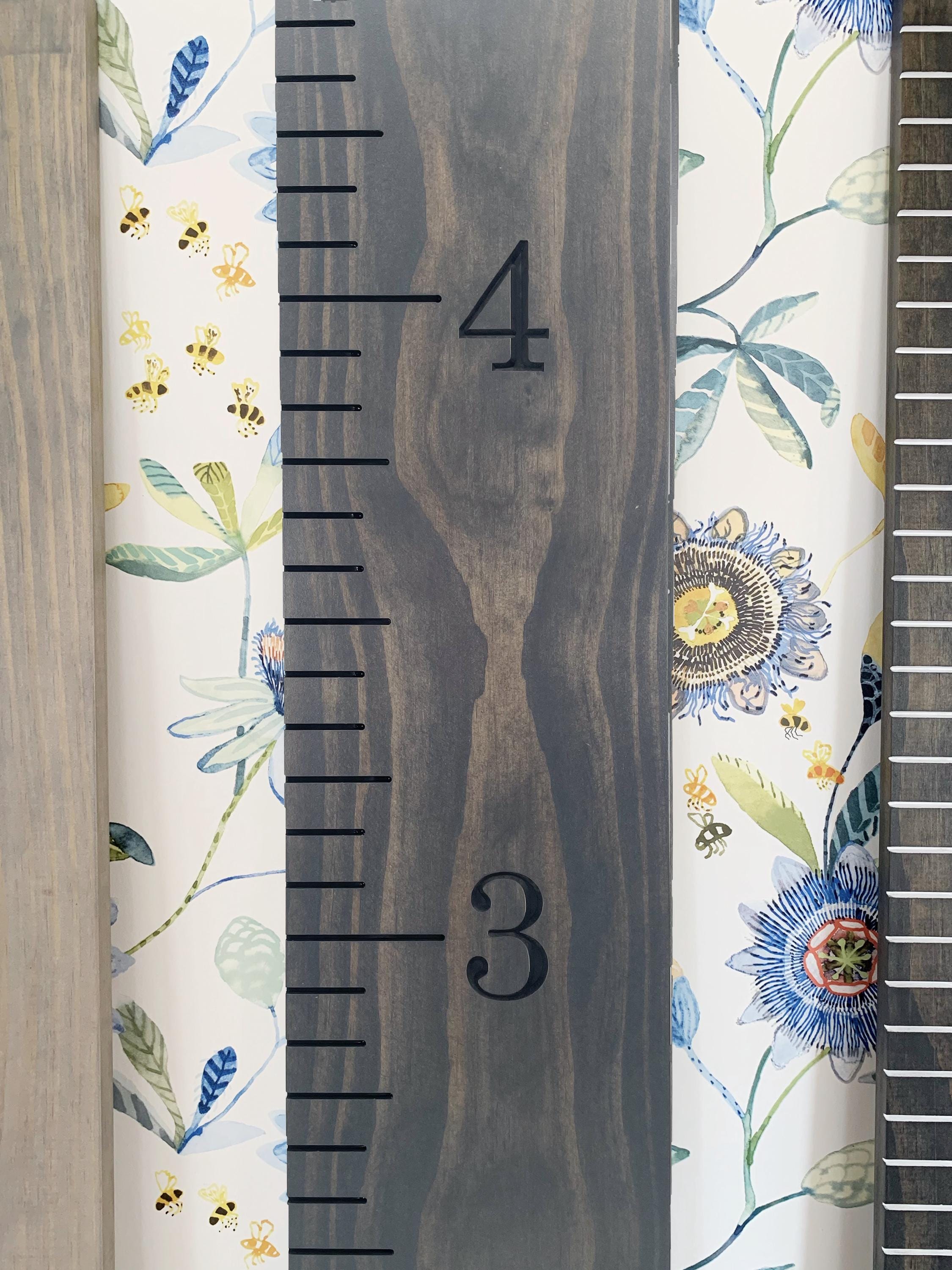 Engraved Wooden Growth Chart With Vertical Numbers: Nursery Wall Ruler ...