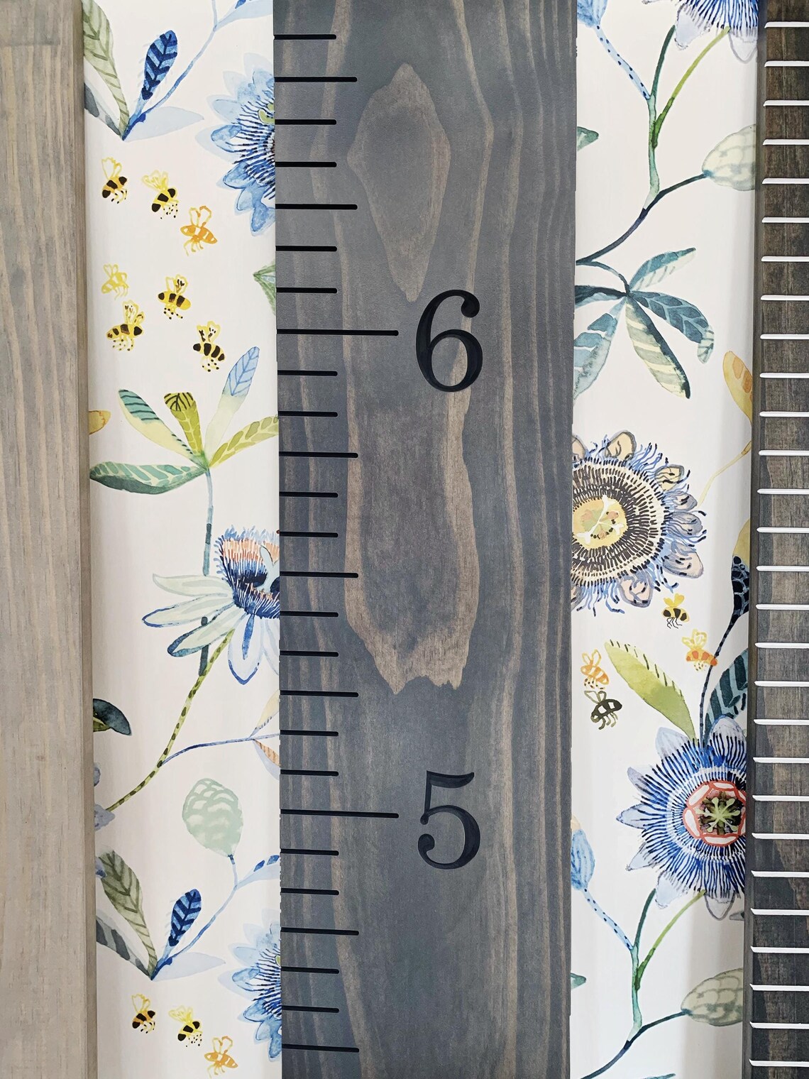 Engraved Wooden Growth Chart With Vertical Numbers: Nursery Wall Ruler ...