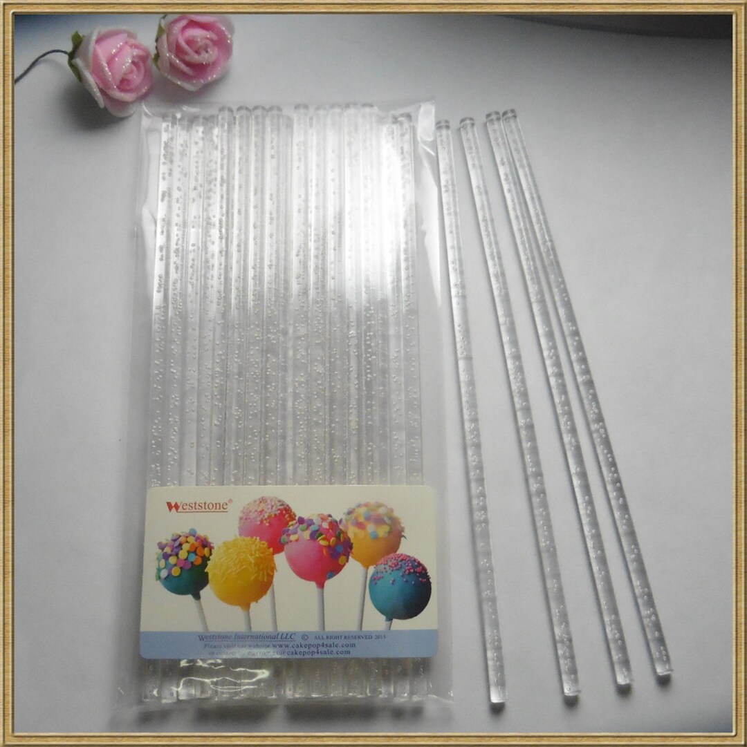 50pcs 6" (15cm) Clear Bubble Acrylic Sticks for Cake Pops Lollipop ...