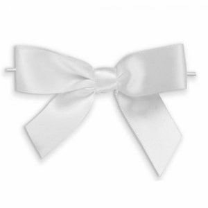 Weststone 50pcs Satin White Bows 3 1/2" Span X 2" Tail, Ribbon Width 1 ...