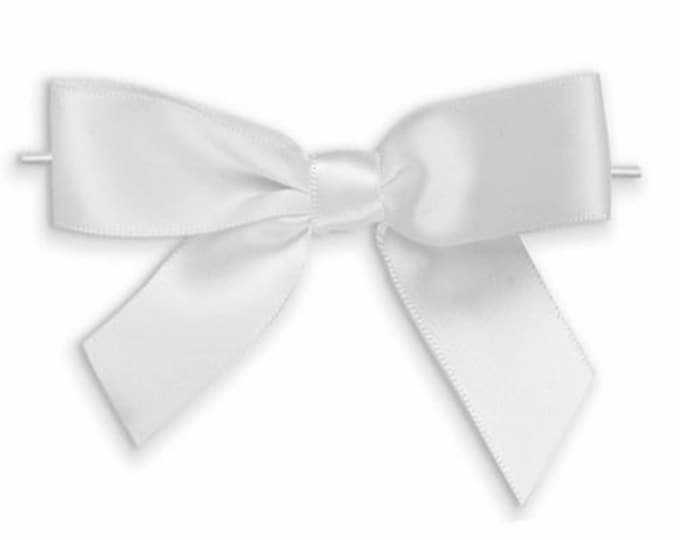 Weststone 50pcs Satin White Bows 3 1/2 Span X 2 Tail, Ribbon Width 1 ...