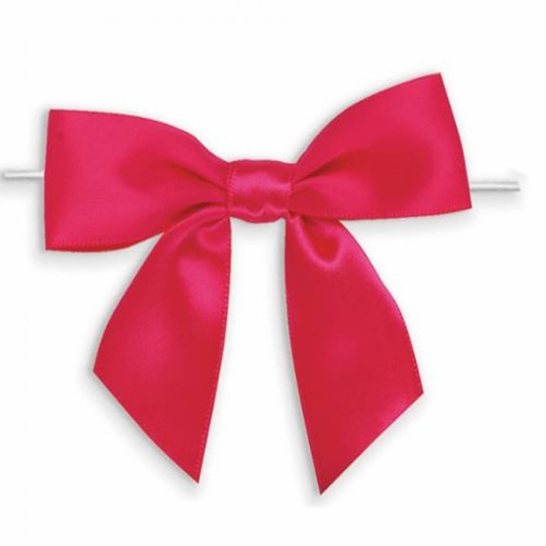 Weststone 50pcs Satin Hot Pink Bows 3 1/2" Span X 2" Tail, Ribbon Width ...