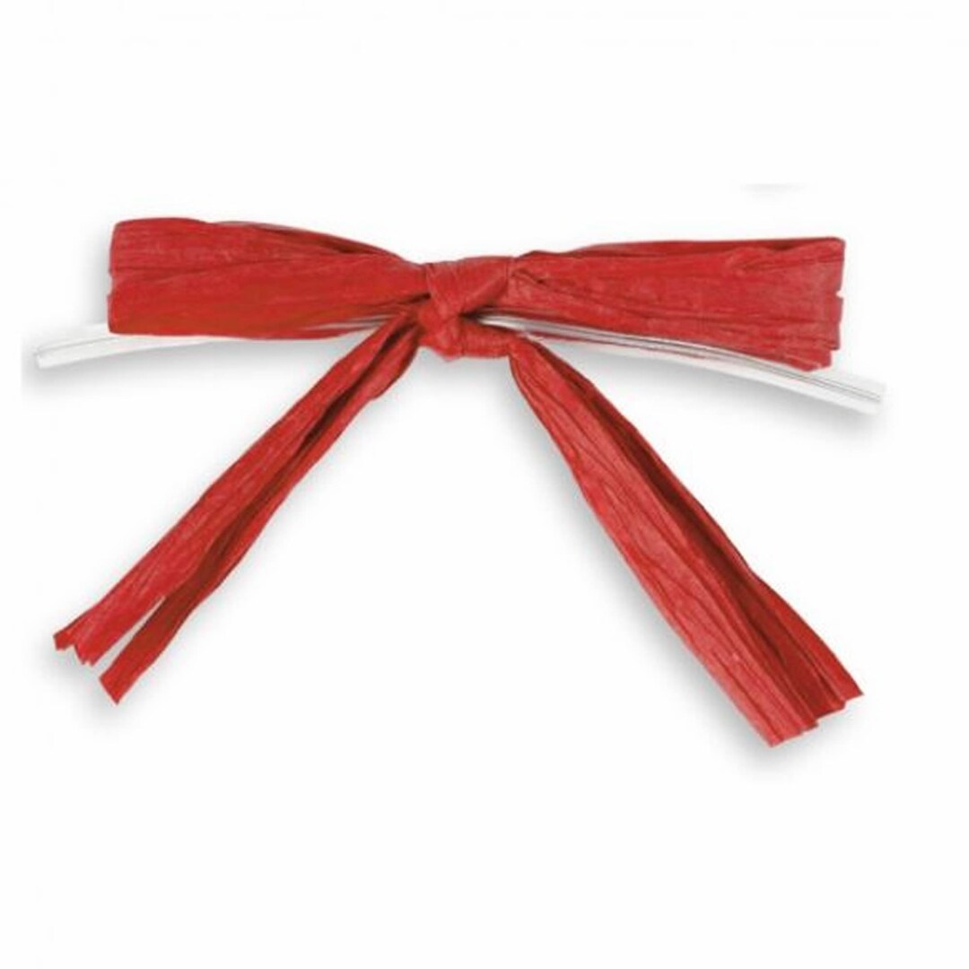 Weststone - 50pcs 3-1/2" Red Raffia Pre-tied Bow 3-1/2" Red Raffia Pre ...
