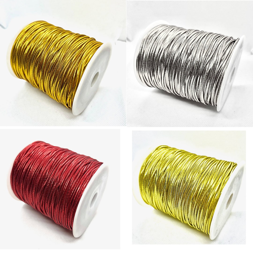 300ft X 2mm Metallic Stretch Cord Elastic Cords Ribbon Metallic Tinsel ...