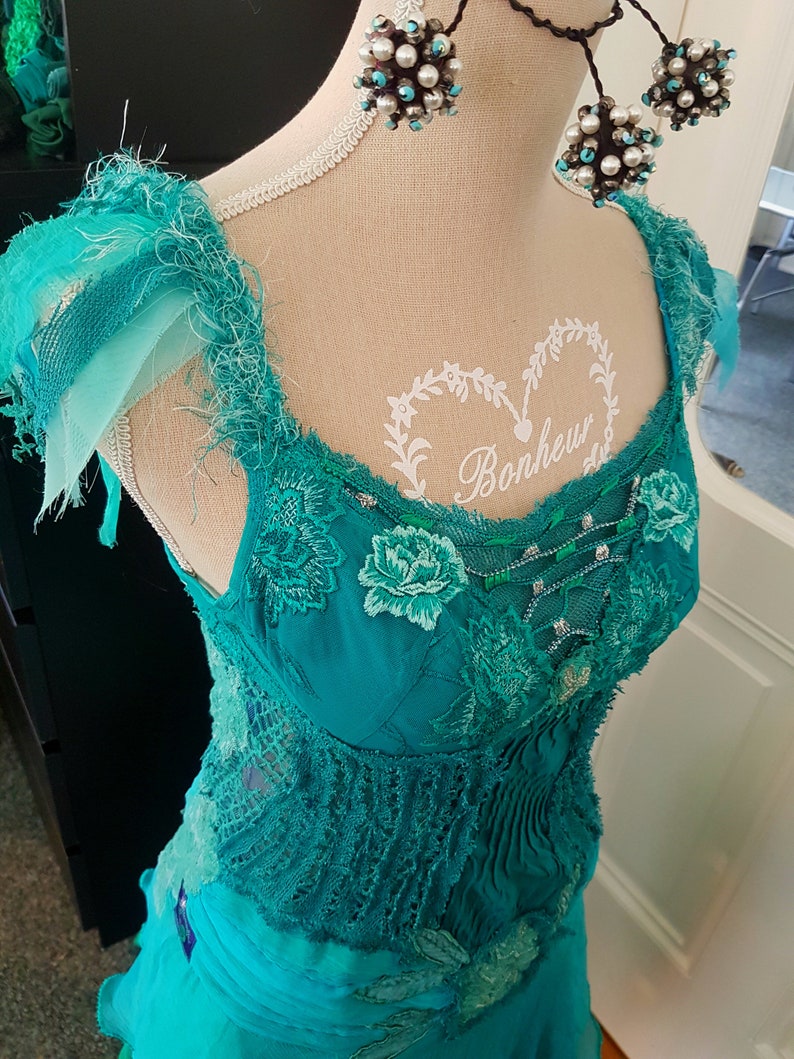 Enchanted Mermaid Gown Elven - Upcycled Fairy Fantasy Dress - Festival ...