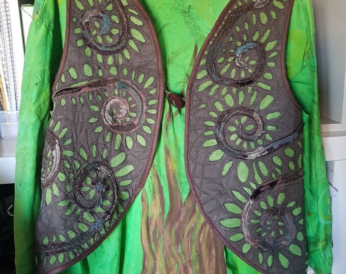 Embroidered, Marbled Blue, Elven Leaf Capelet, Elven Ranger Fall Leaf ...