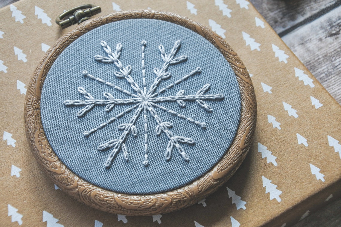 Winter Snowflake Hand Embroidery Pattern With Stitch Guide - Etsy