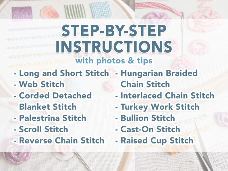 Beginner to Intermediate Embroidery Sampler 12 3D Textured Stitches ...
