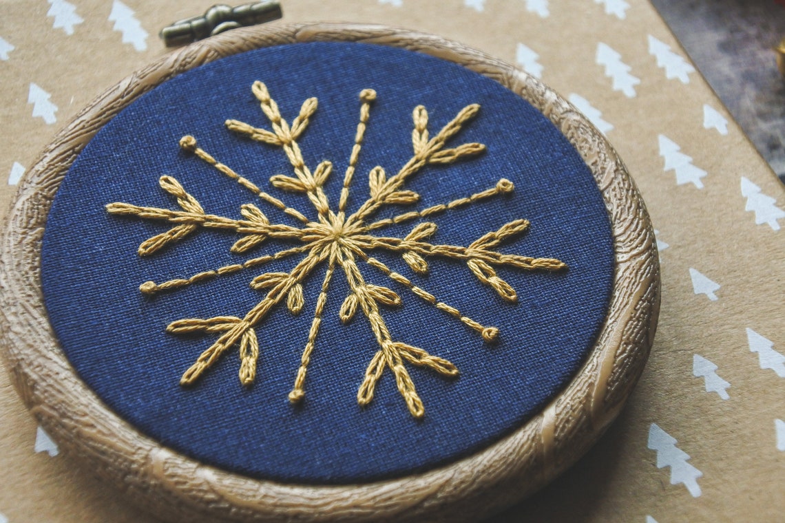Winter Snowflake Hand Embroidery Pattern With Stitch Guide - Etsy