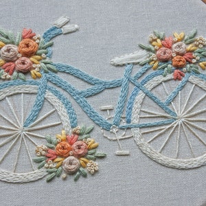 Floral Bike Hand Embroidery Pattern With Stitch Guide (PDF Download ...