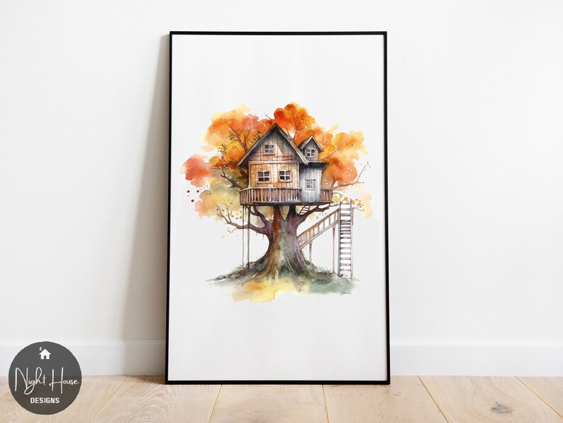 Watercolor Tree House Pngs - Cute Clipart, Poster, Digital Planner ...