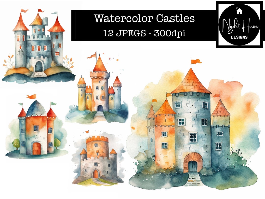 Watercolor Castles - Cute Clipart for Digital Planners, Cardmaking ...