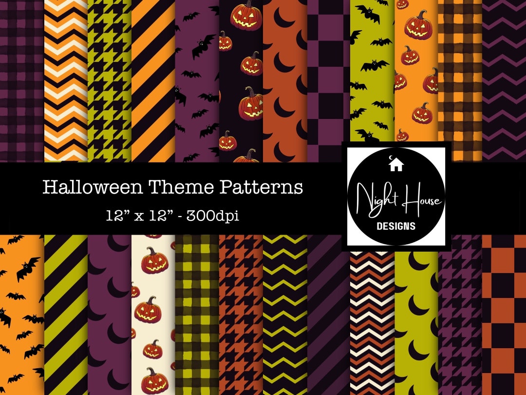 Halloween Theme Pattern Digital Papers, Commercial Use Instant Download ...