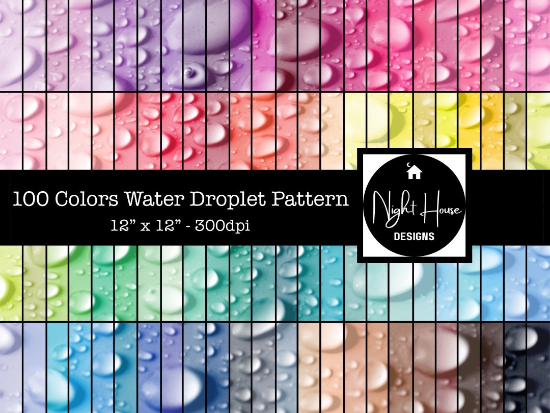 100 Color Water Droplet Digital Paper Background Pack, Commercial Use ...