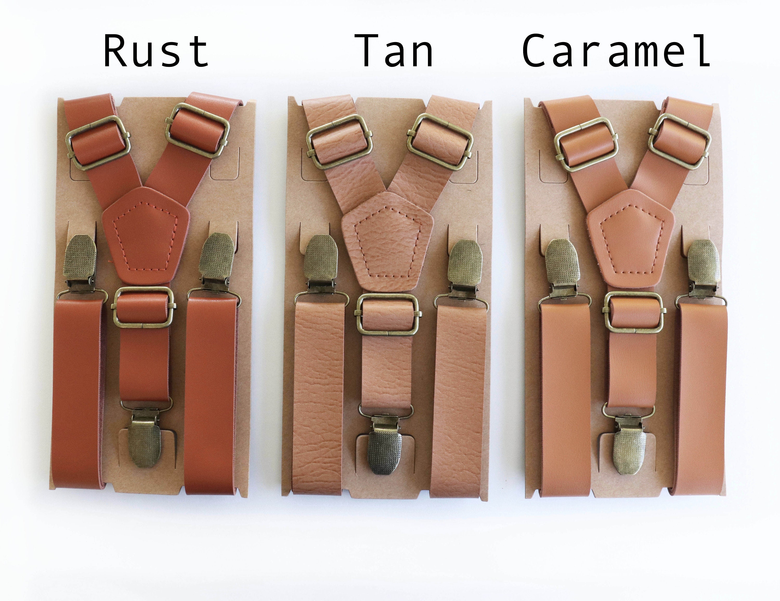 Tan Leather Suspenders, Brown Groomsmen Wedding Suspenders, Leather ...