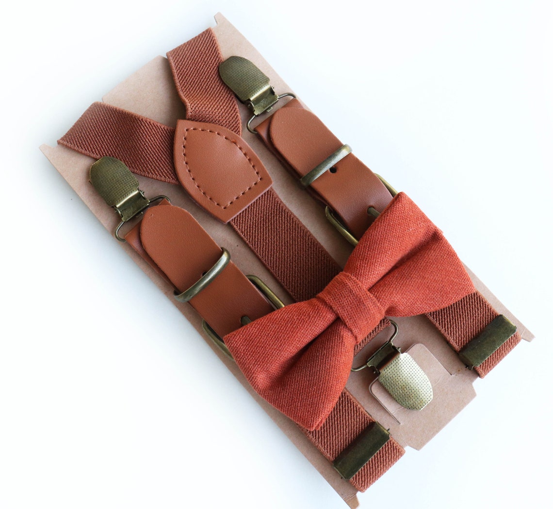 Terracotta Bow Tie and Buckle Suspenders, Rust Bow Tie, Terracotta ...