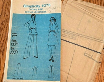 Original Vintage 1970s Simplicity Shirt Bell Bottom or Crop Pants ...