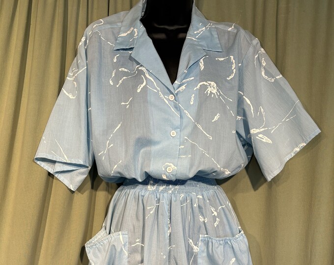 Cute Original Vintage 80s Nani Blue Splatter Print Cotton Blend Shorts ...