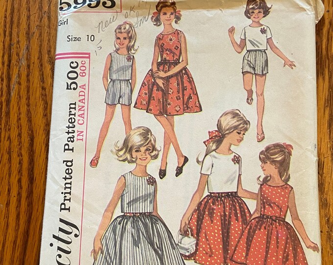 Original Vintage 1965 Simplicity Girl's Shorts, Top & Dress Pattern ...