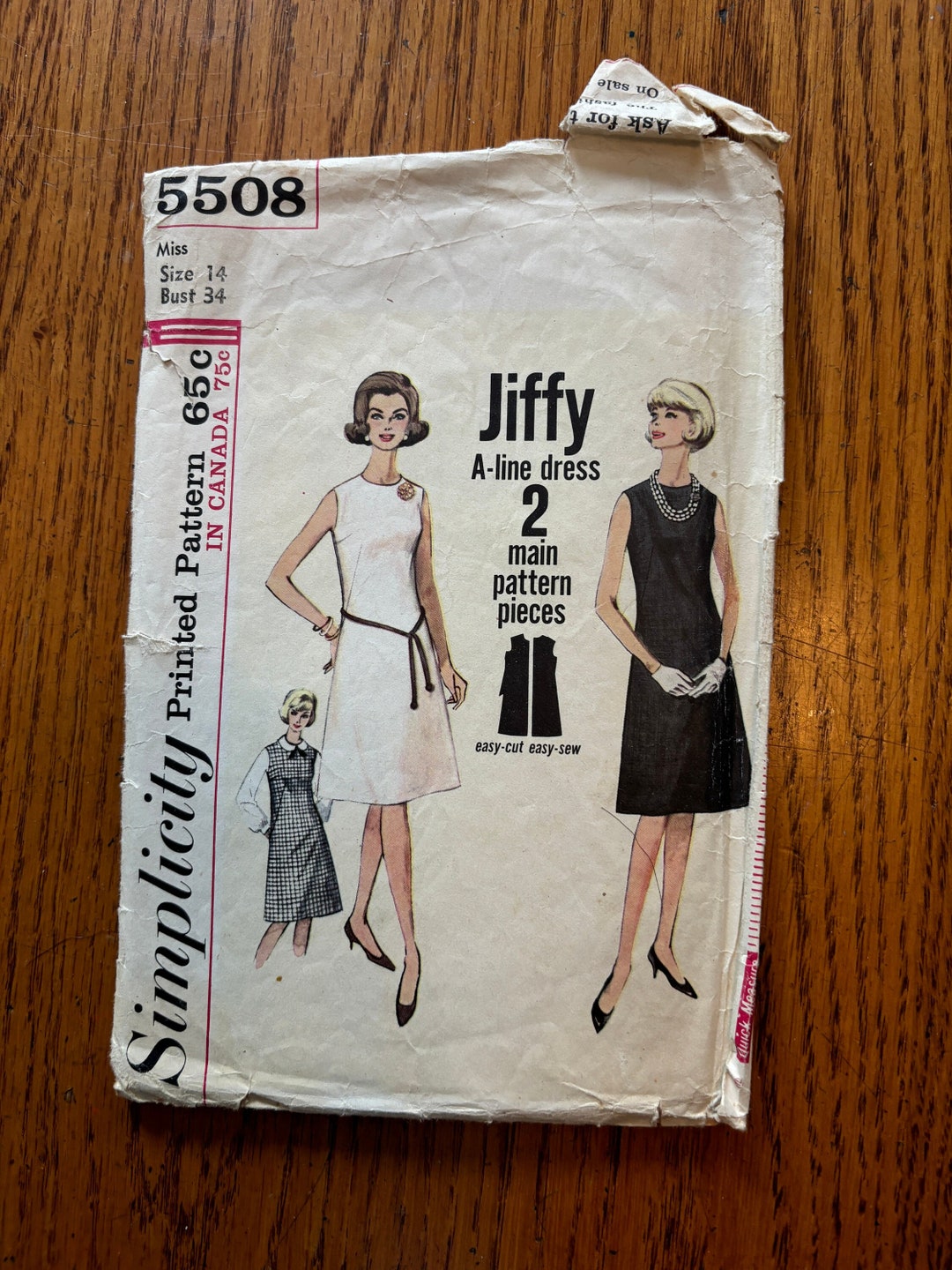 Original Vintage 1964 Simplicity Shift Dress or Jumper Pattern 5508 ...