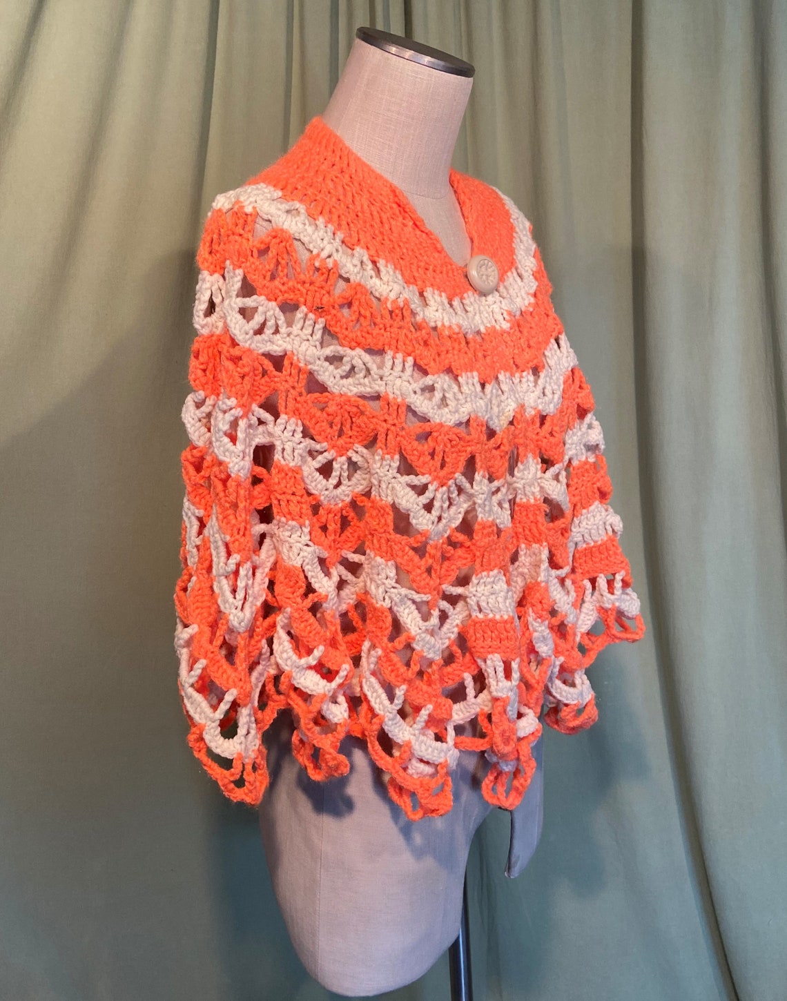 Funky Original Vintage Hand Crocheted Fluorescent Orange & - Etsy