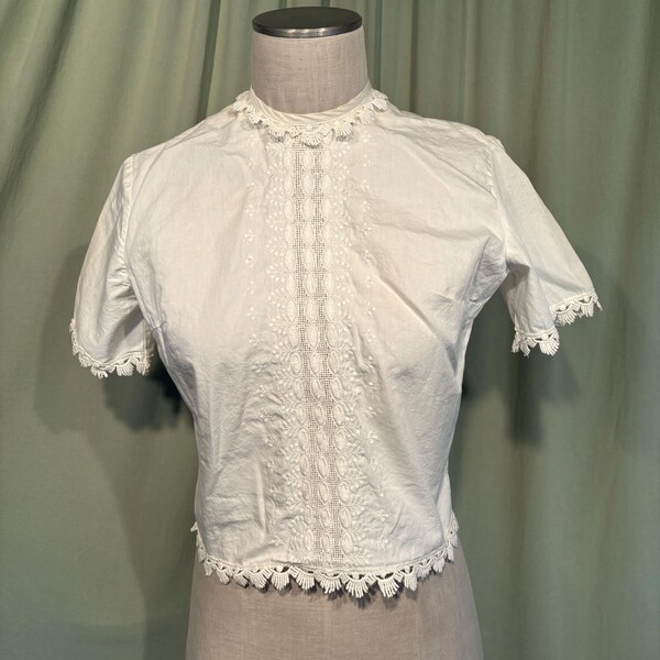 White Cotton Back Button Blouse - Etsy