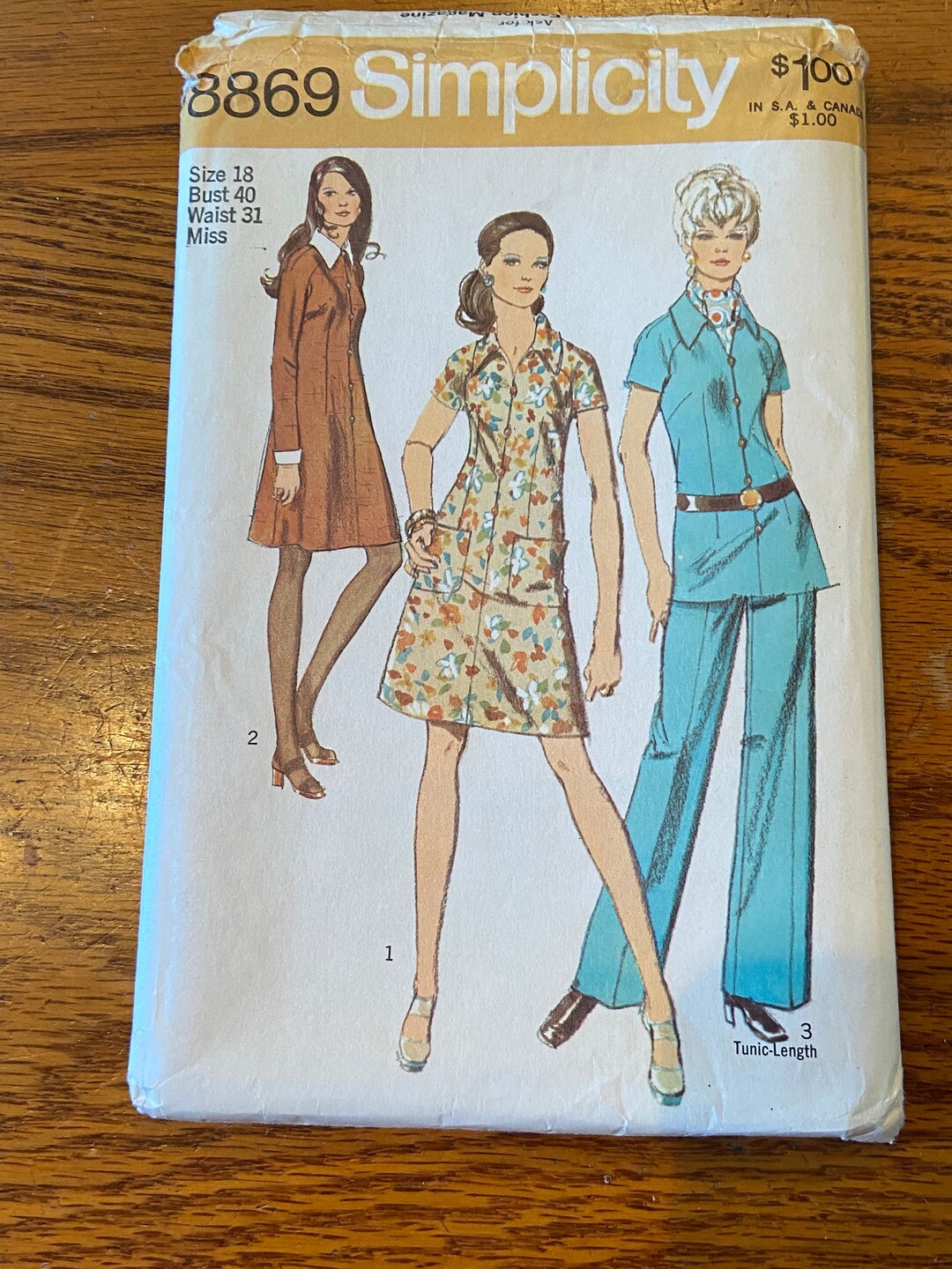 Original Vintage 1970 Simplicity Dress or Tunic W Pants Detachable ...