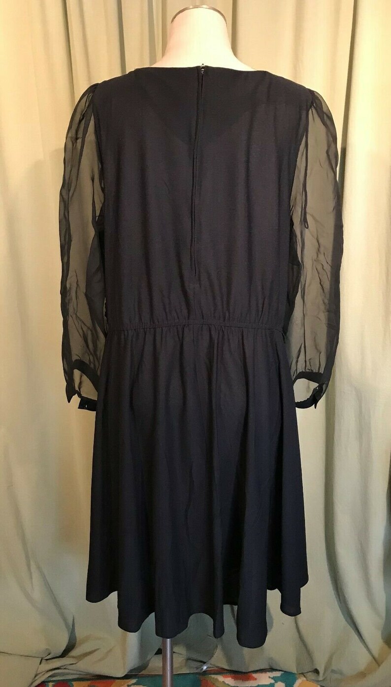 Original Vintage 60s 70s Boston Maid Sequin Bodice Black Dress W Sheer ...
