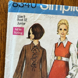 Original Vintage 1969 Simplicity Dress or Jumper Pattern 8340 Size 9 ...
