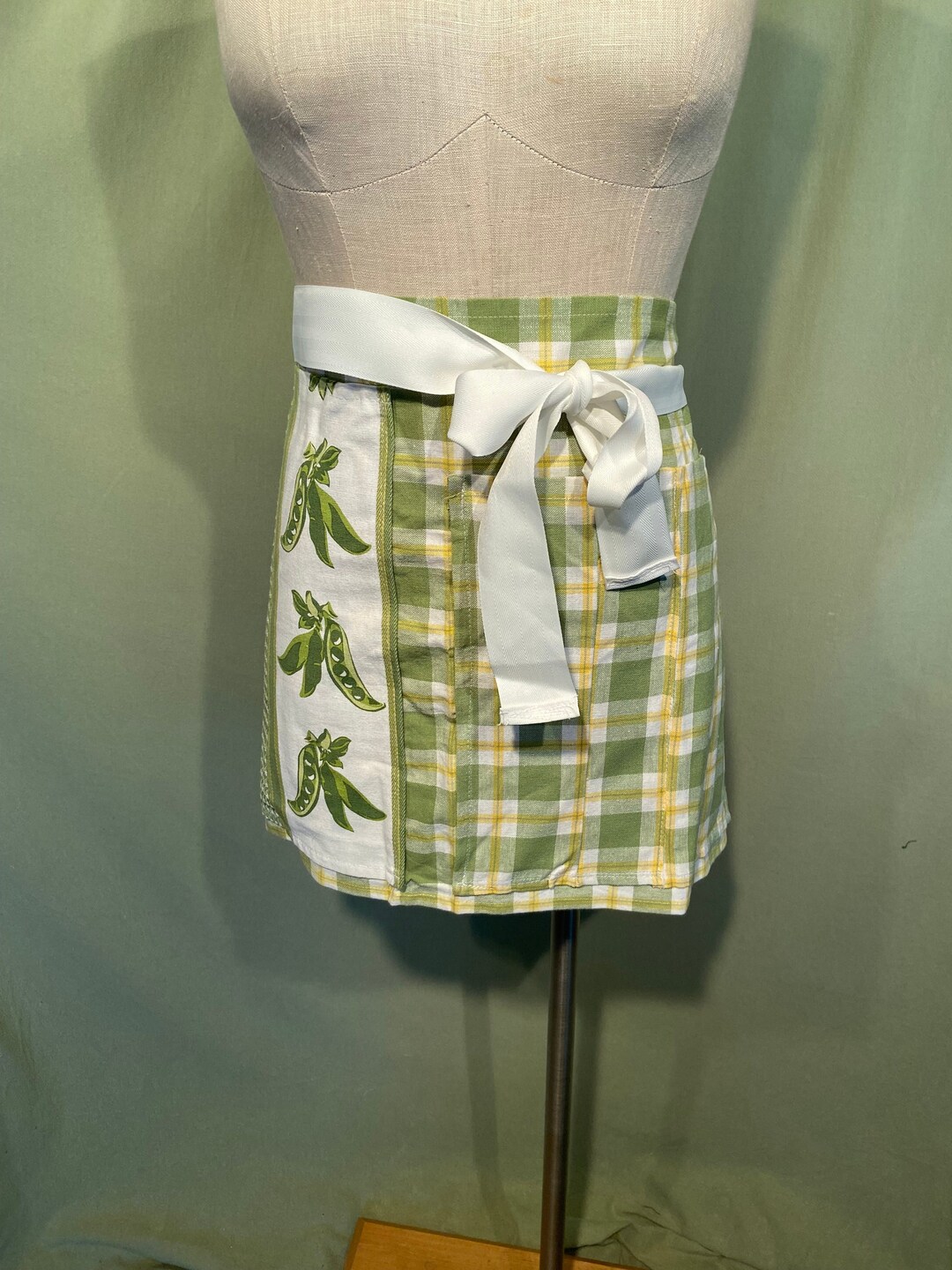 Sweet Original Vintage Half Apron Home Sewn From Linen Kitchen Towels ...